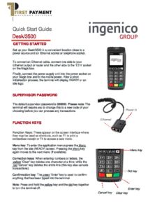 Ingenico Desk 3500 quick start guide – First Payments
